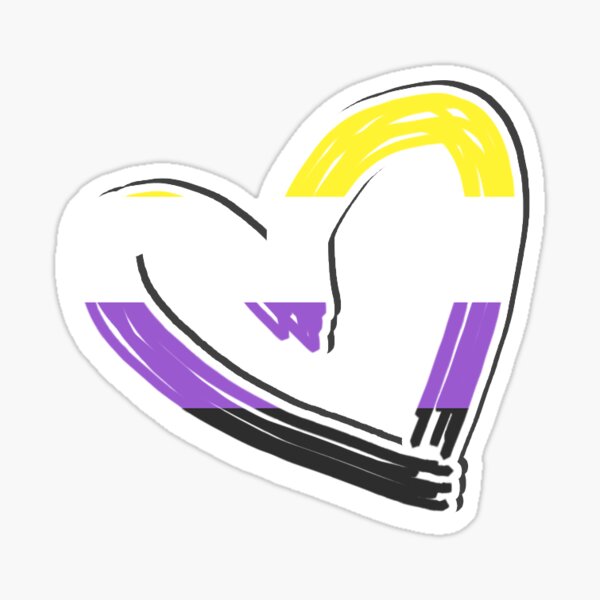"heart (non binary flag)" Sticker for Sale by ValeChii | Redbubble