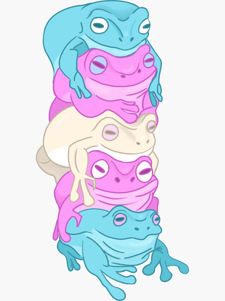 "Trans Frog Pile" Sticker by theweaselking | Redbubble