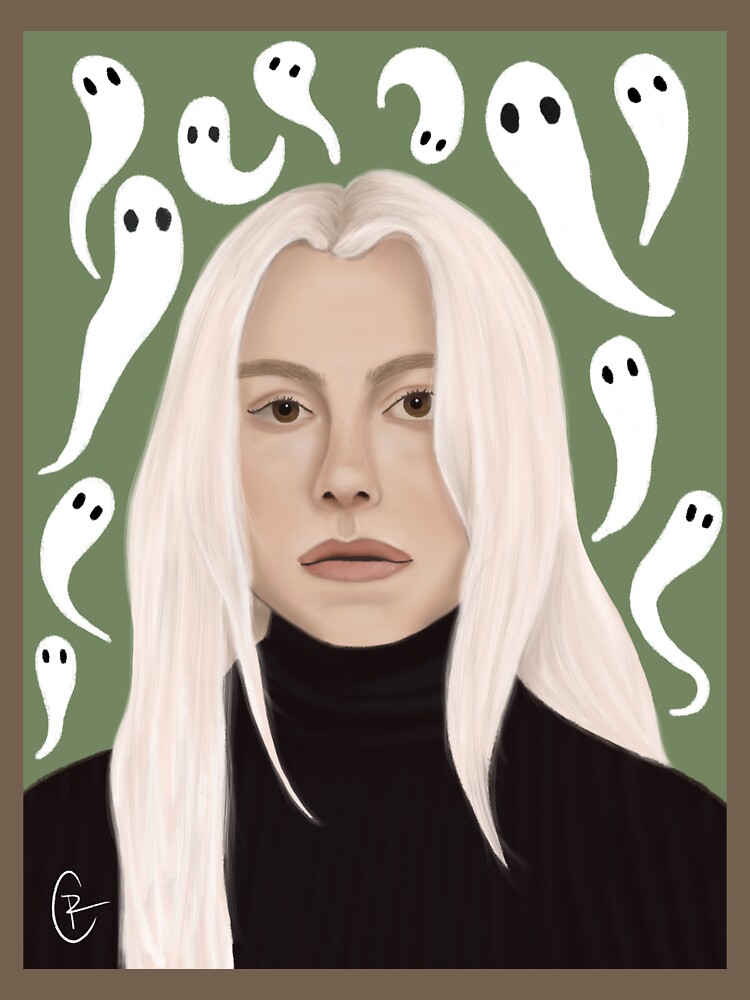 "Phoebe Bridgers Ghost Design - With Border" Sticker for Sale by ...