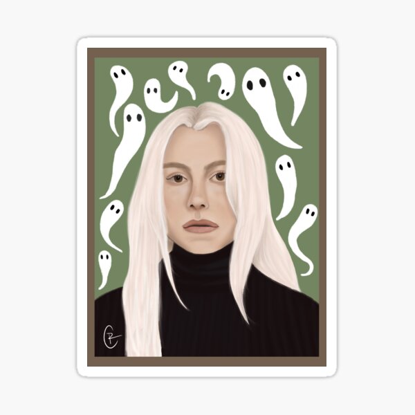 "Phoebe Bridgers Ghost Design - With Border" Sticker for Sale by ...
