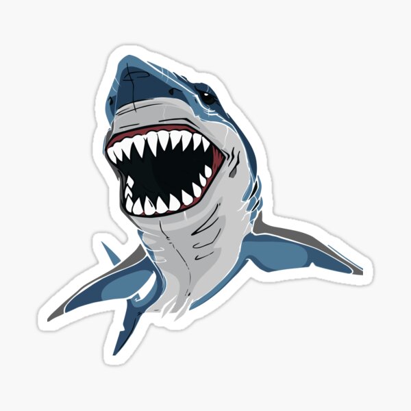 "Angry Shark illustration" Sticker by TastefulDesigns | Redbubble