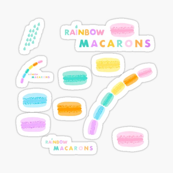"Rainbow macarons pastel colors aesthetics Paris Romantic mint pink" Sticker for Sale by ...