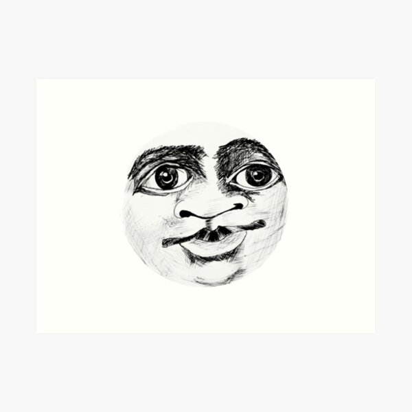 "70s Retro Hippie Celestial Trippy Moon Face" Art Print for Sale by ...