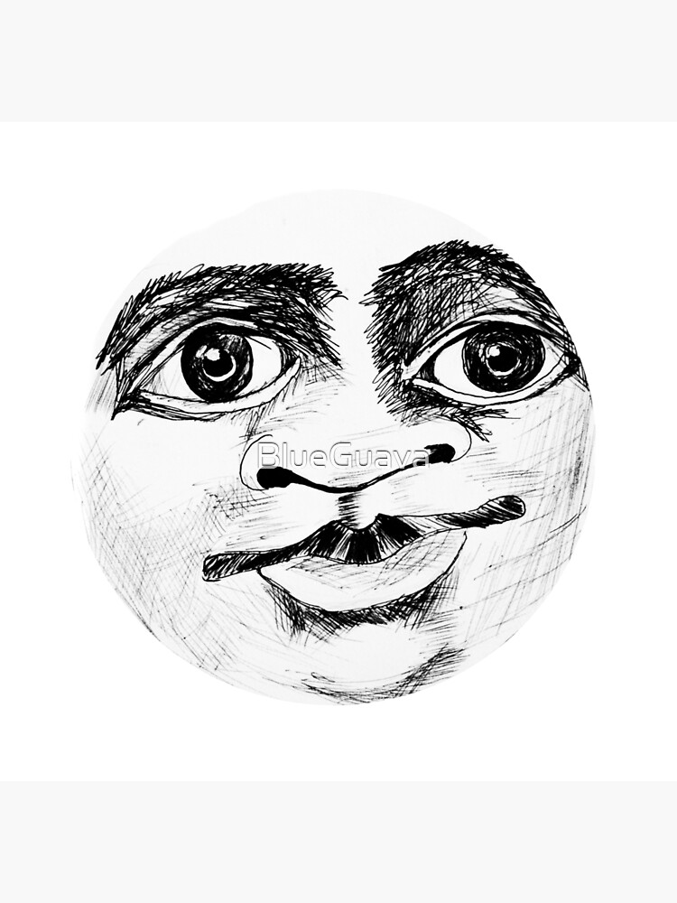 "70s Retro Hippie Celestial Trippy Moon Face" Art Print for Sale by ...