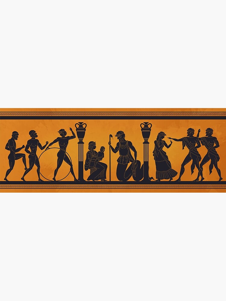 "Ancient Greek mythology. Black silhouettes people and gods " Poster ...