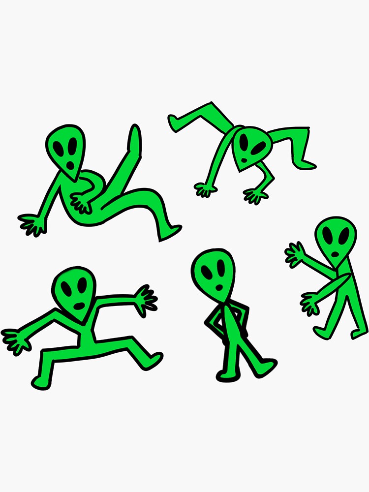 "funky aliens" Sticker for Sale by sydfink | Redbubble