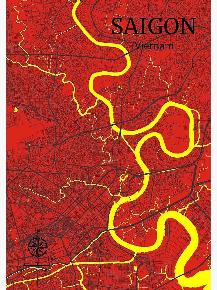 "Saigon Vietnam City Map Art Red and Yellow" Poster for Sale by ...