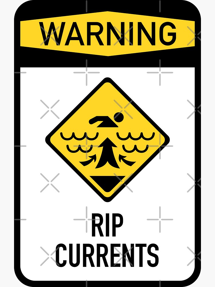 "Warning Sign - Rip Currents" Sticker for Sale by Smaragdas | Redbubble
