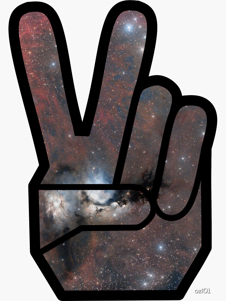 "Peace Out Hand Sign Nebula" Sticker by ozl01 | Redbubble