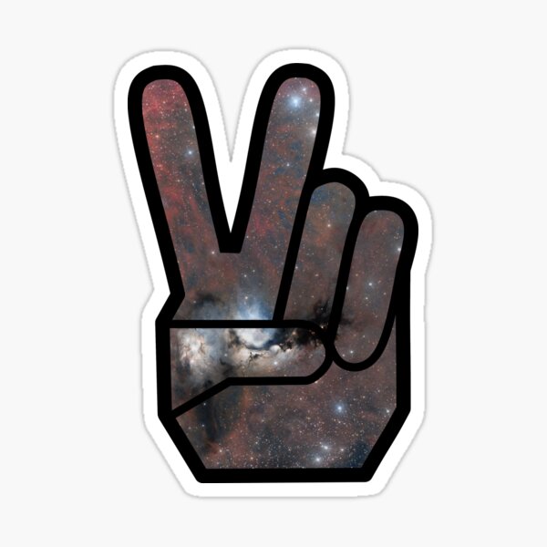 "Peace Out Hand Sign Nebula" Sticker by ozl01 | Redbubble