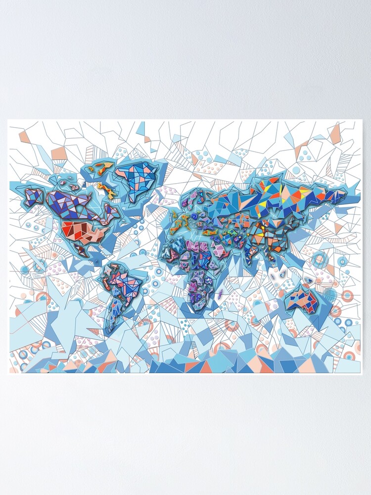 "world map geometry " Poster by BekimART | Redbubble