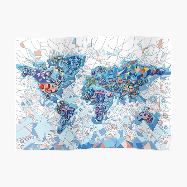 "world map geometry " Poster by BekimART | Redbubble
