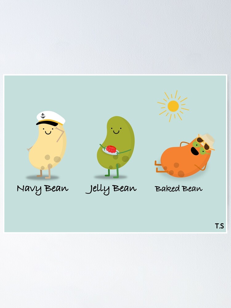 "Bean Characters , Baked, Navy and Jelly bean" Poster by MangoStudio ...