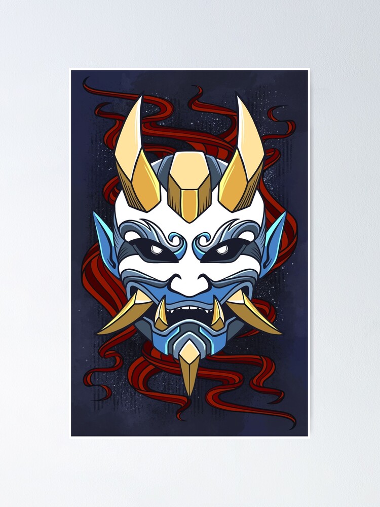 Póster «Máscara de Oni Azul» de HitokiriChibi | Redbubble