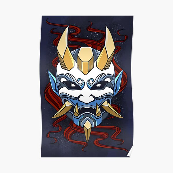Póster «Máscara de Oni Azul» de HitokiriChibi | Redbubble