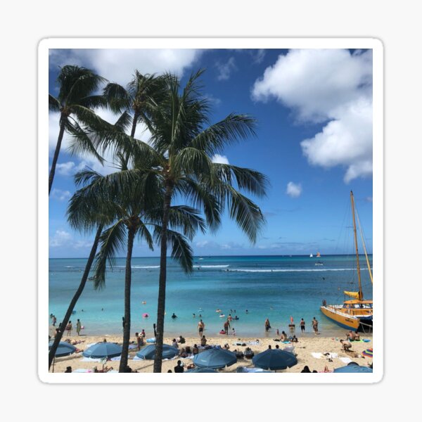 "Tropical Beach Stopover in Honolulu" Sticker for Sale by sunnybandana ...