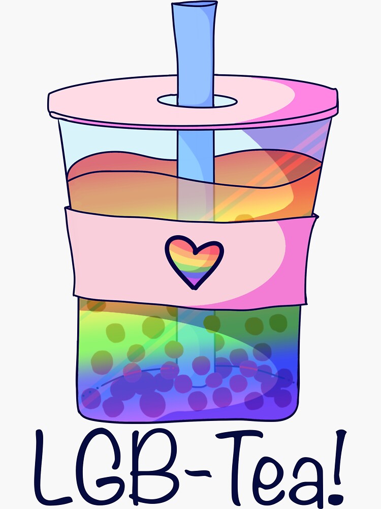 ""LGB-Tea!" Lgbt bubble tea pun" Sticker by ForTheFrogWar | Redbubble
