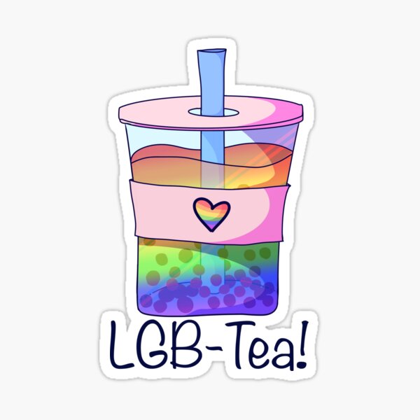 ""LGB-Tea!" Lgbt bubble tea pun" Sticker by ForTheFrogWar | Redbubble
