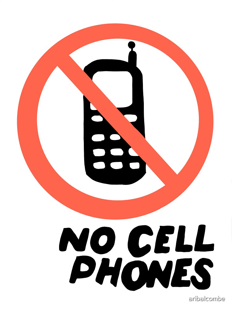 "No cell phones " Sticker for Sale by aribalcombe | Redbubble