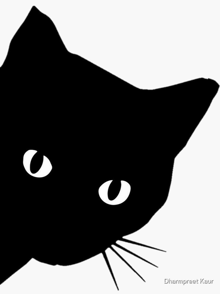 "Peeking black cat art " Sticker for Sale by DharmpreetKaur | Redbubble