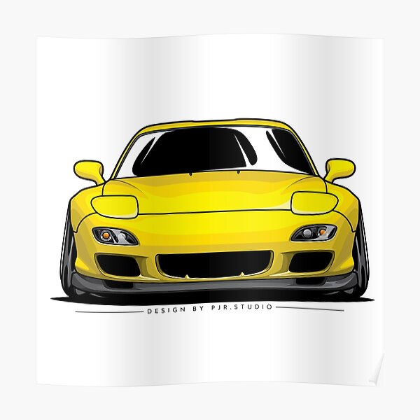 "Yellow Rx7 Fd3s" Poster for Sale by pjrstudio | Redbubble