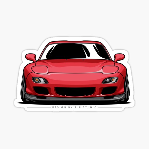 "Red Rx7 Fd3s" Sticker for Sale by pjrstudio | Redbubble