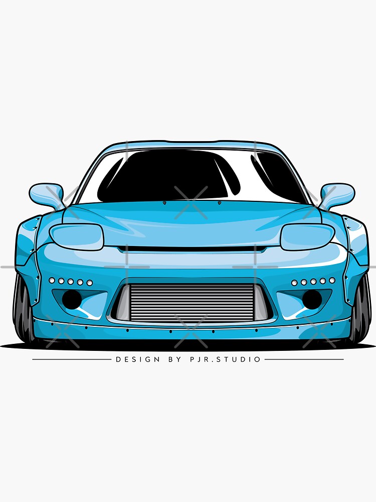 "Widebody blue Rx7 Fd3s" Sticker for Sale by pjrstudio | Redbubble