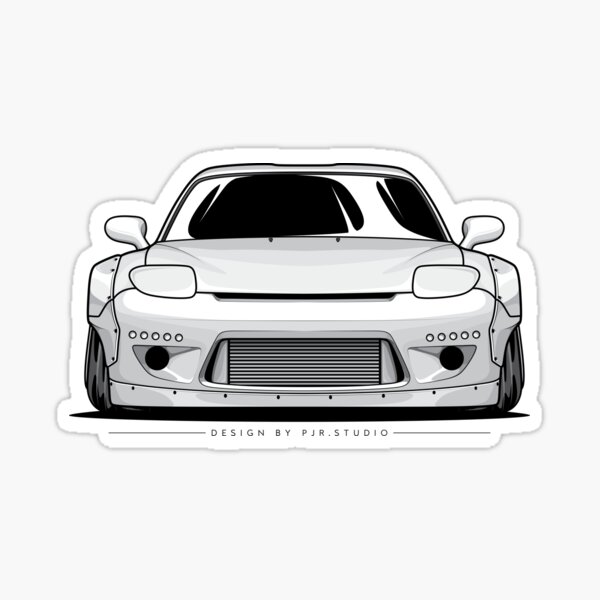 "Widebody white Rx7 Fd3s" Sticker for Sale by pjrstudio | Redbubble