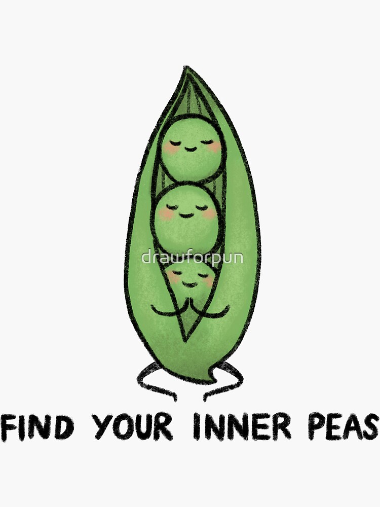 "Find Your Inner Peas" Sticker by drawforpun | Redbubble