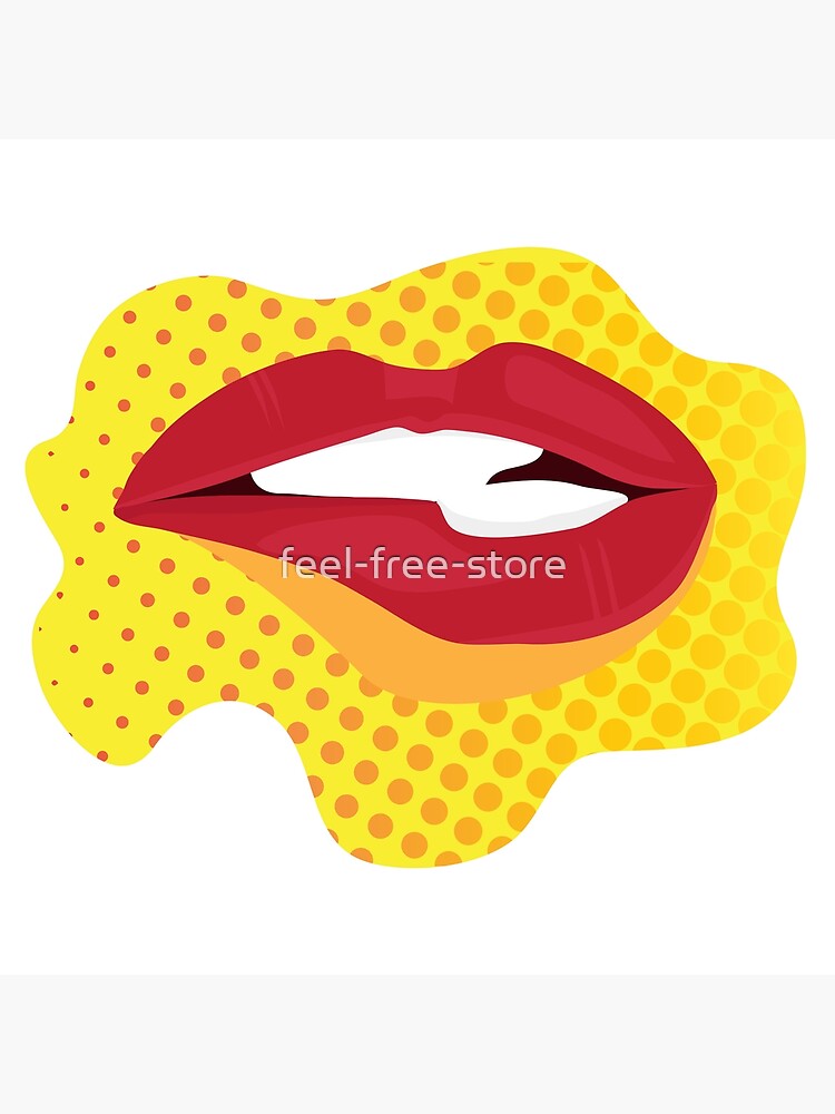 Poster « dessin animé lady lèvres art design - lèvres rouges pop art ...