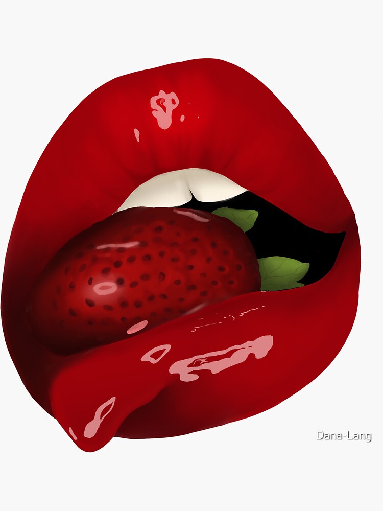 "Strawberry lipstick state of mind" Sticker by Dana-Lang | Redbubble