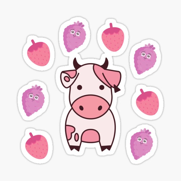 "Strawberry cow" Sticker for Sale by LANNASTORE | Redbubble