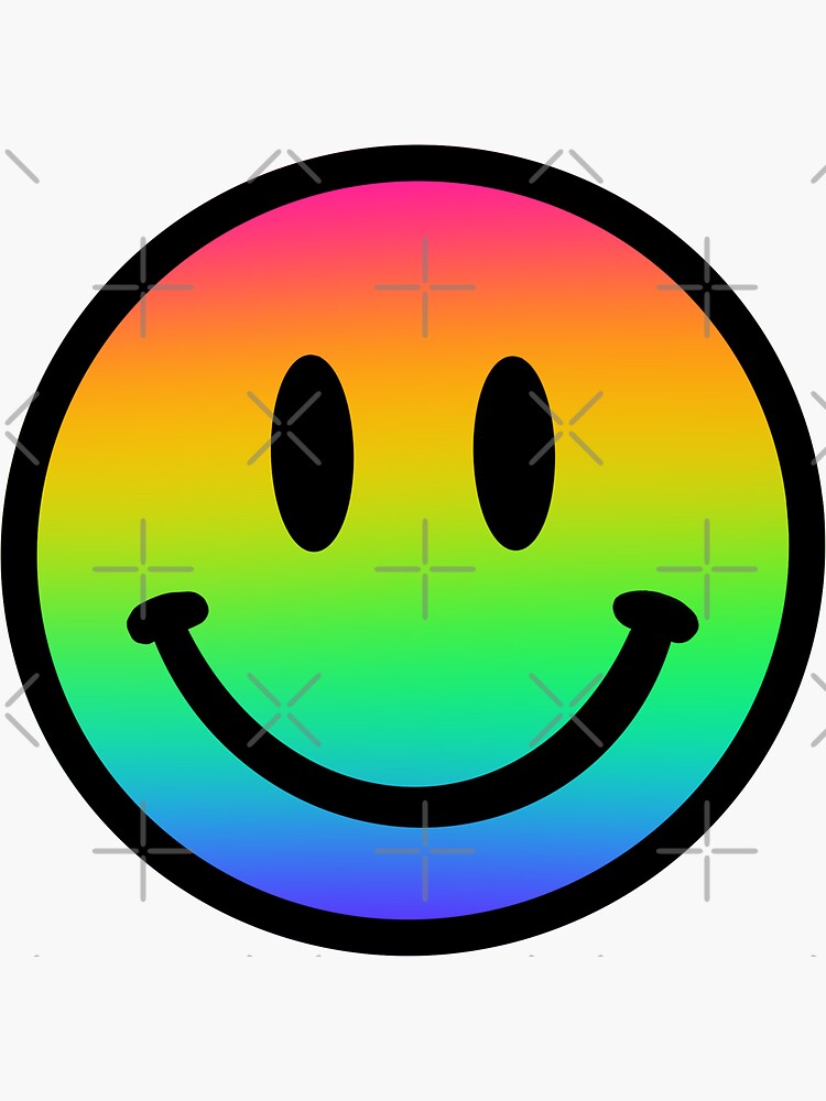 "Rainbow Smiley Face" Sticker for Sale by BBStickersArt | Redbubble