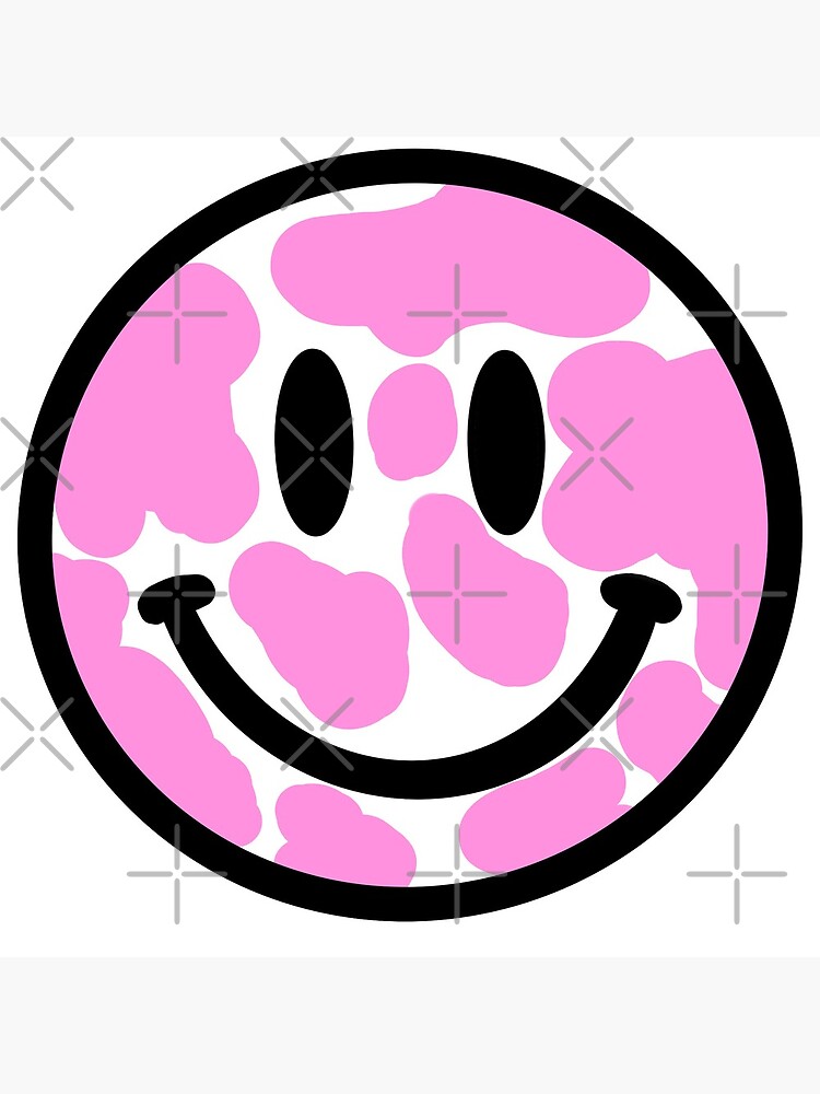 "Pink Cow Print Smiley Face" Canvas Print by BBStickersArt | Redbubble