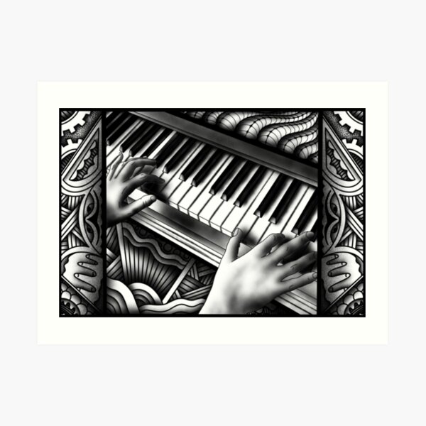 "akty Piano player doodle art" Art Print for Sale by AKTY | Redbubble
