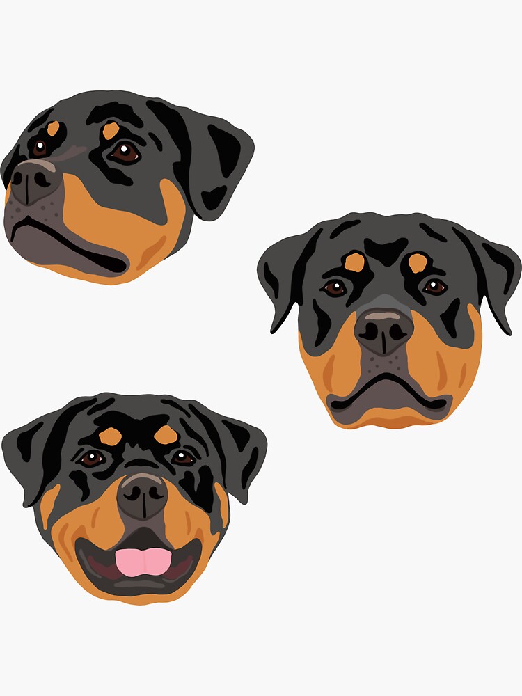 "Rottweiler Dog Face Stickers" Sticker for Sale by RainbirdGifts ...