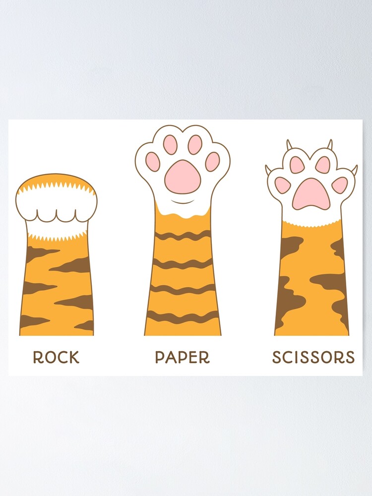 "Cute Cat Paw Rock Paper Scissors" Poster by xxzipdesignsxx | Redbubble