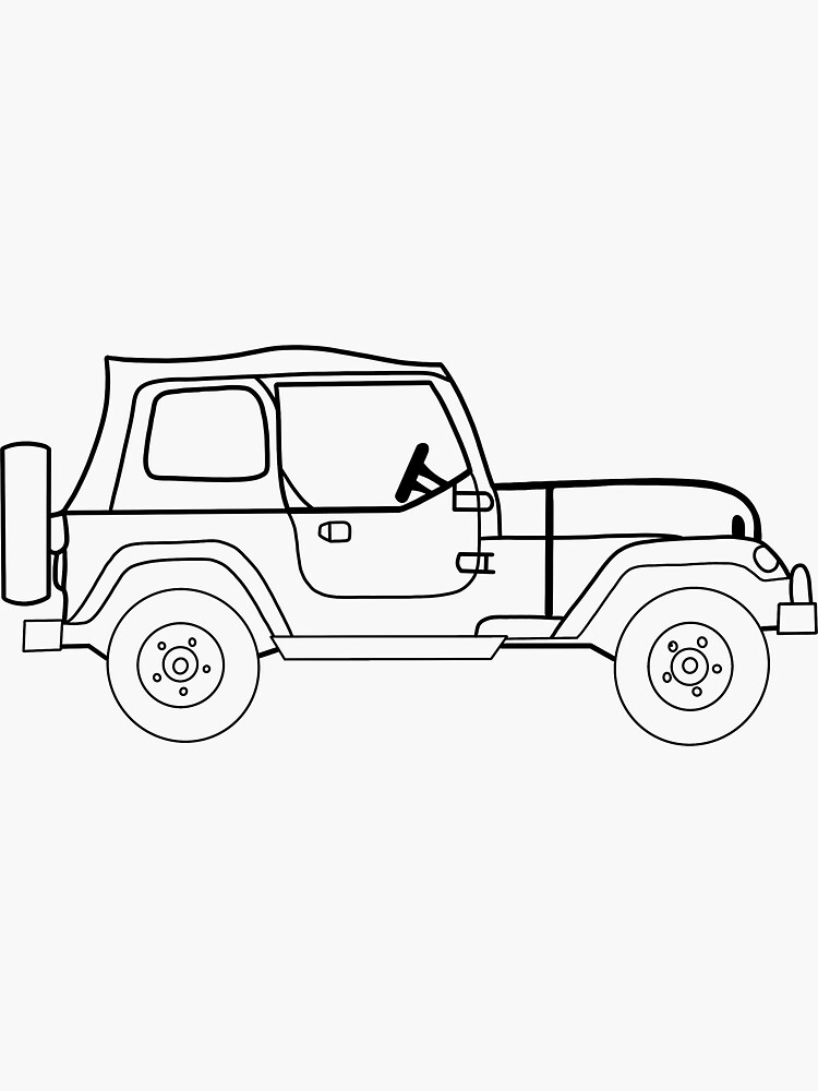 "Jeep Wrangler Outline" Sticker by kaymurphy | Redbubble