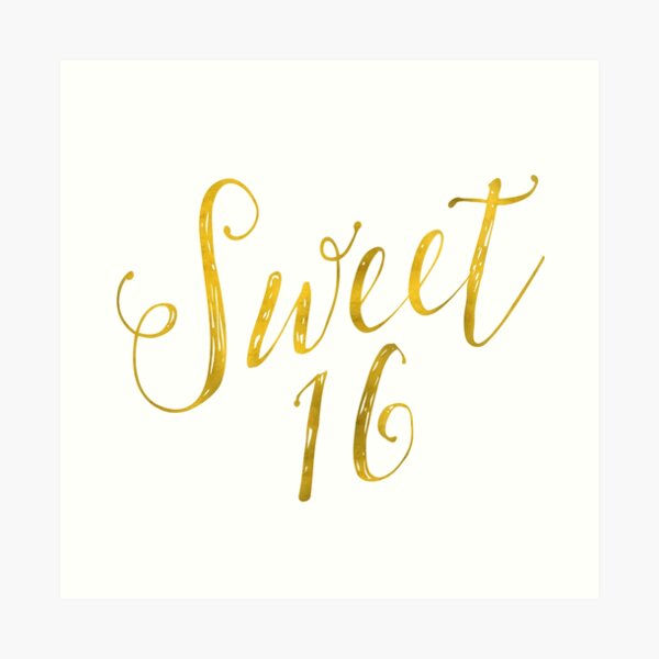 "Sweet 16 Gold Faux Foil Metallic Glitter Quote Isolated on White ...
