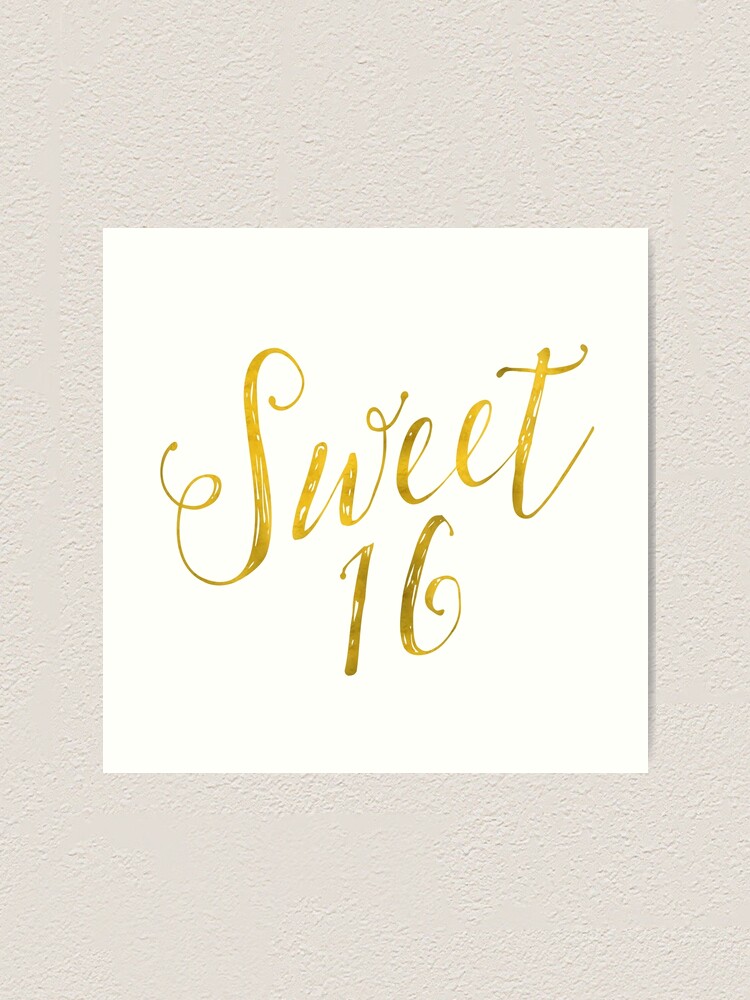 "Sweet 16 Gold Faux Foil Metallic Glitter Quote Isolated on White ...
