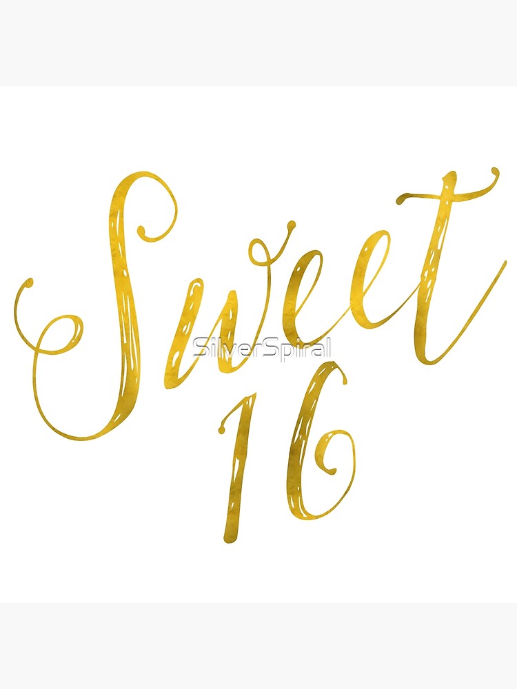 "Sweet 16 Gold Faux Foil Metallic Glitter Quote Isolated on White ...
