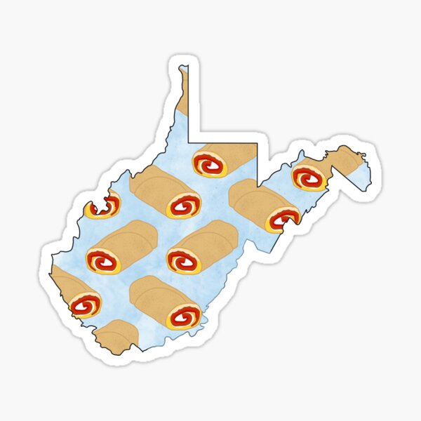 "West Virginia Pepperoni Rolls Blue" Sticker for Sale by aliciaramones ...