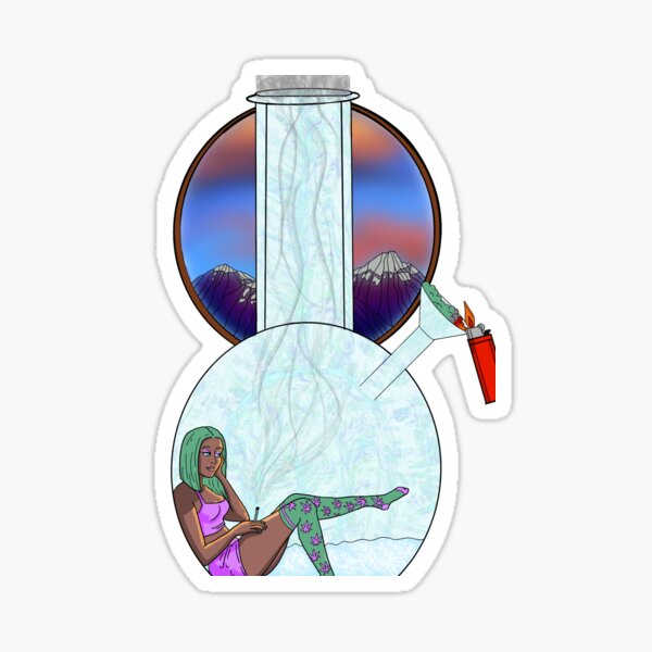 "Stoner Babe Bong Sticker" Sticker for Sale by Kayleejarvis | Redbubble