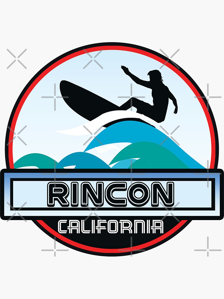 "Surfing Rincon Beach California Surf Surfboard Waves" Sticker for Sale ...