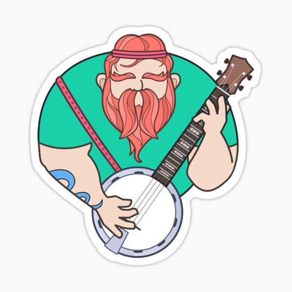 "Bearded Banjo Player" Sticker for Sale by Deep-Seated | Redbubble