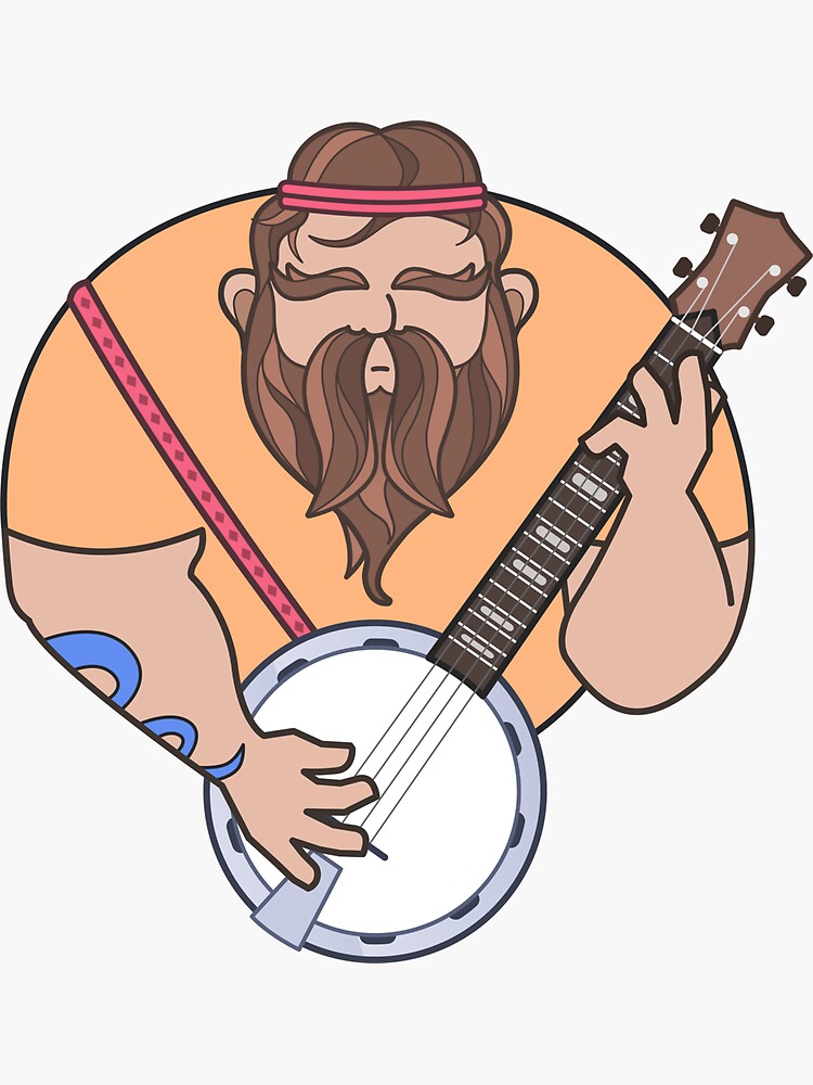 "Bearded Banjo Player" Sticker by Deep-Seated | Redbubble