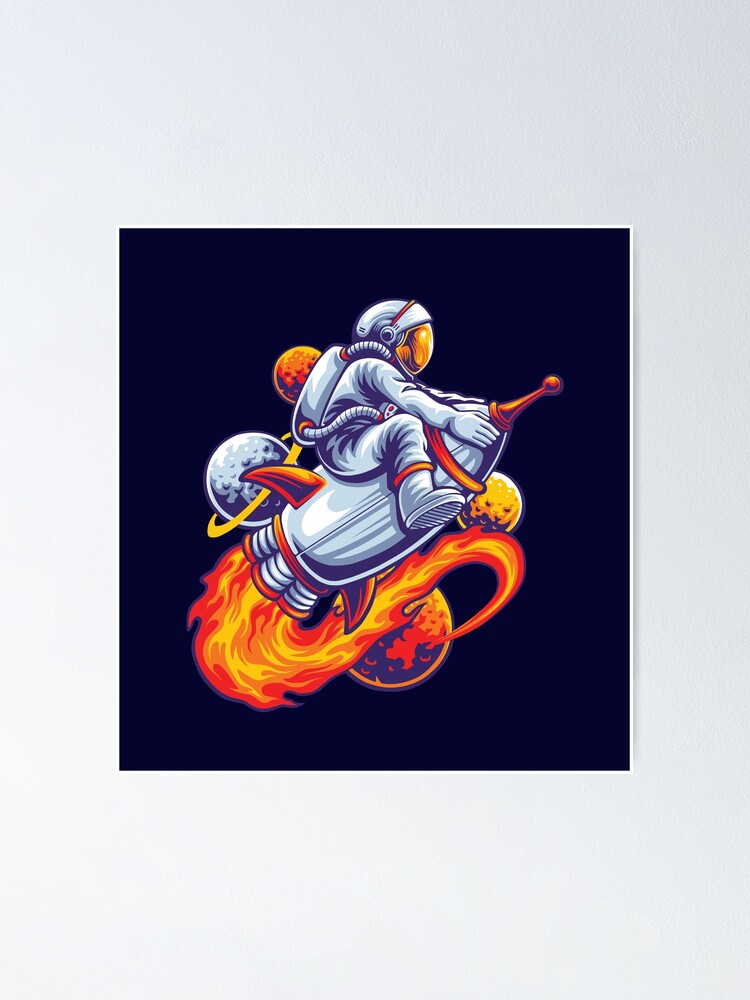 "Rocket Rider Astronaut" Poster by Zimmer33 | Redbubble