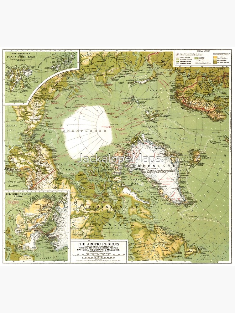 ""Arctic: 1925 / Present - Detailed map of the Arctic region ..." Art ...