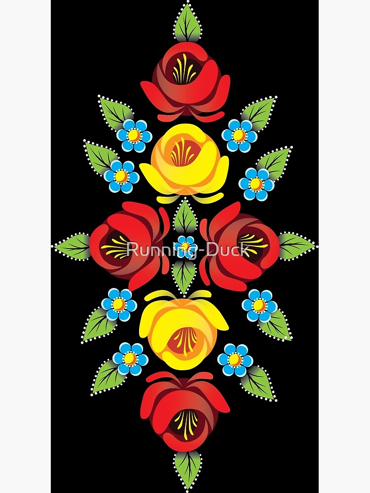 "Narrowboat Roses Traditional Canal Art Black Vertical" Poster for Sale ...