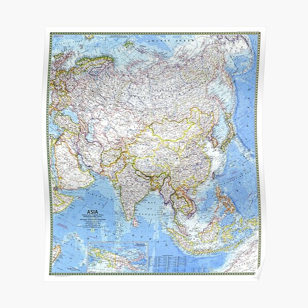 ""Asia: 1971 / today - detailed map ..." Poster for Sale by ...